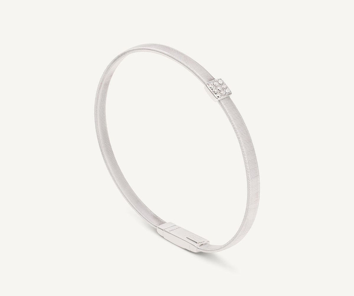 18K White Gold Medium Stackable Bracelet with Diamonds – Marco Bicego