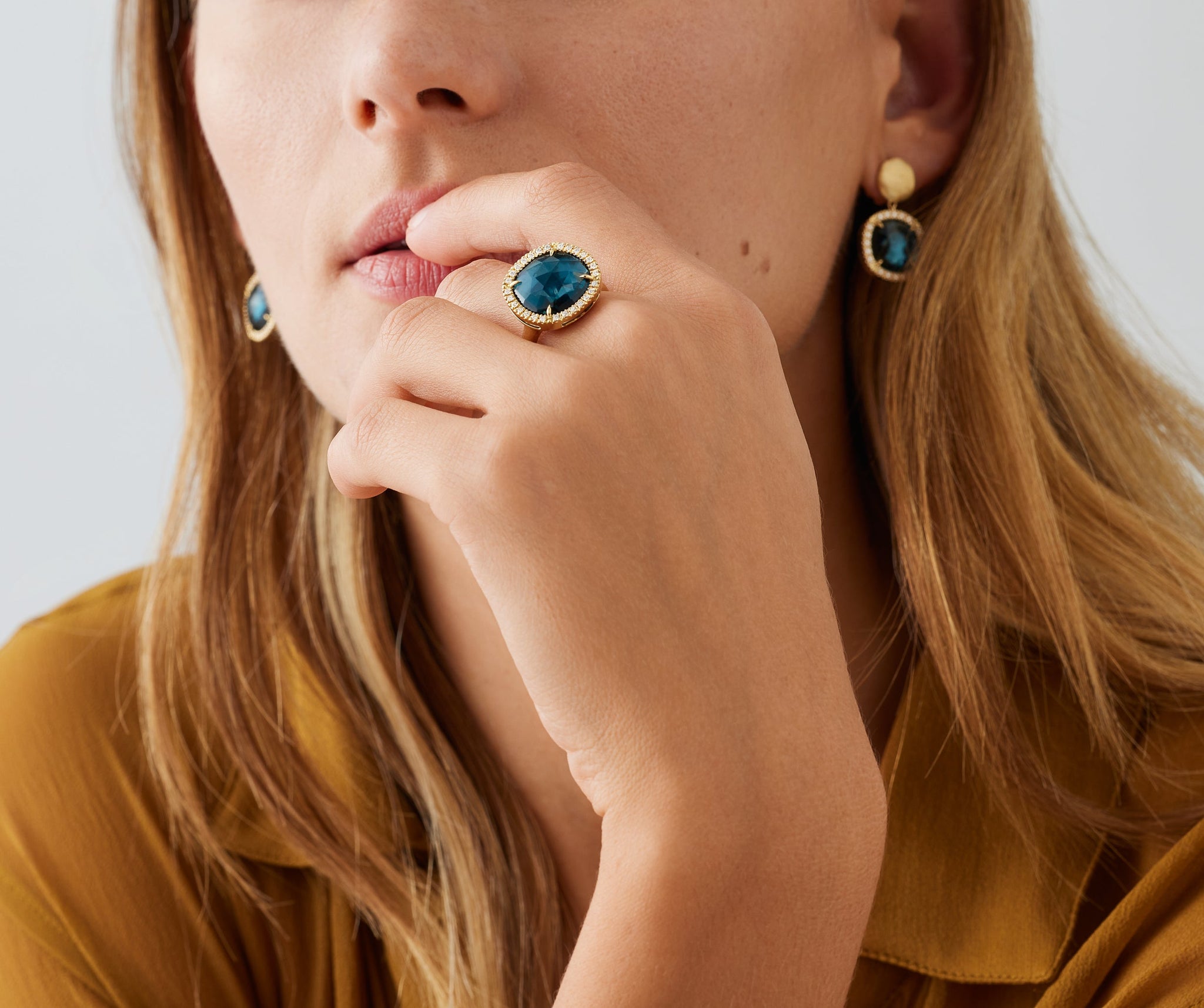 Blue Topaz Cocktail Ring Jaipur Color Collection Marco Bicego Yellow Gold London Blue Topaz 9.5