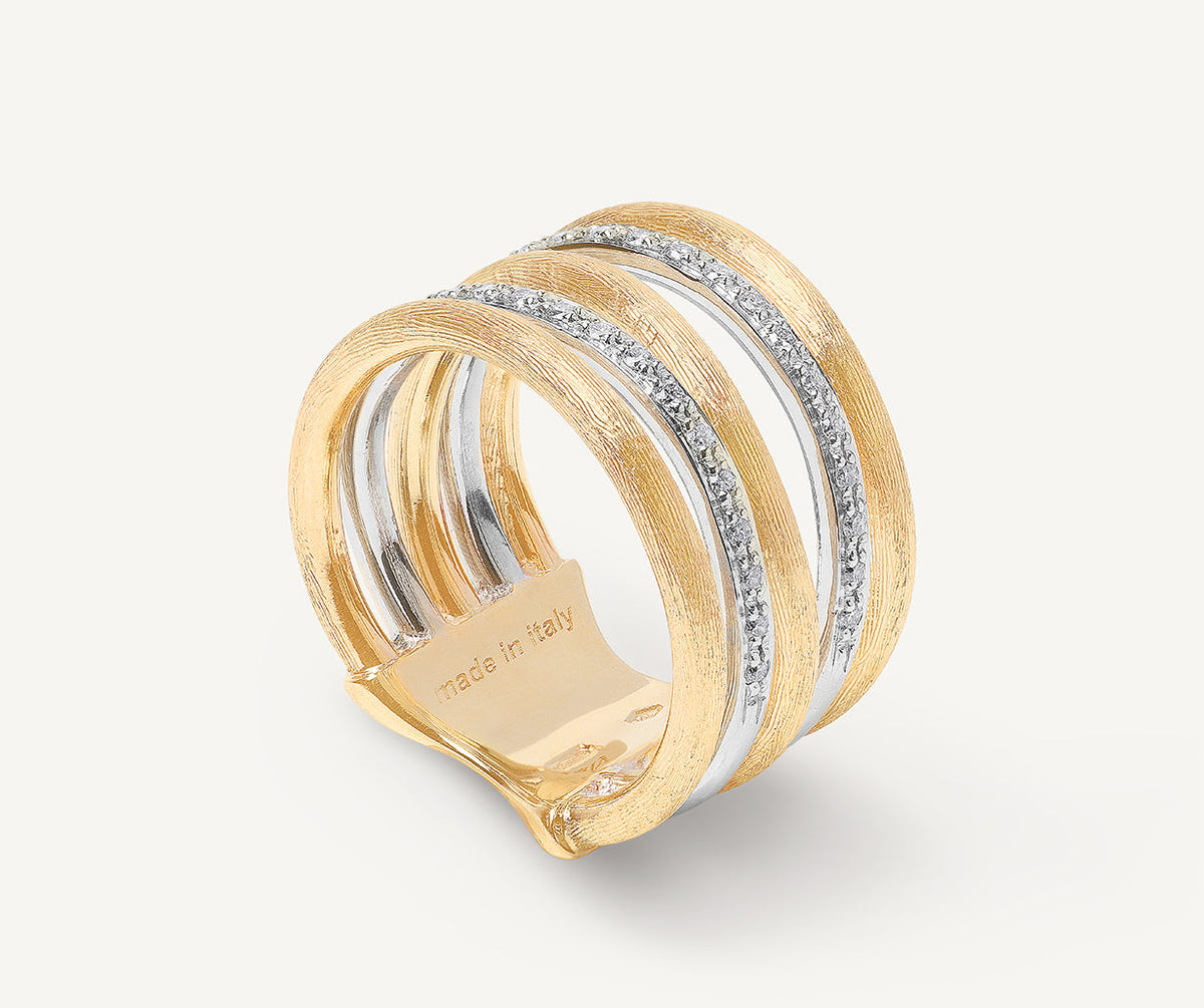 18K Yellow Gold Multi-Band Diamond Stackable Ring – Marco Bicego