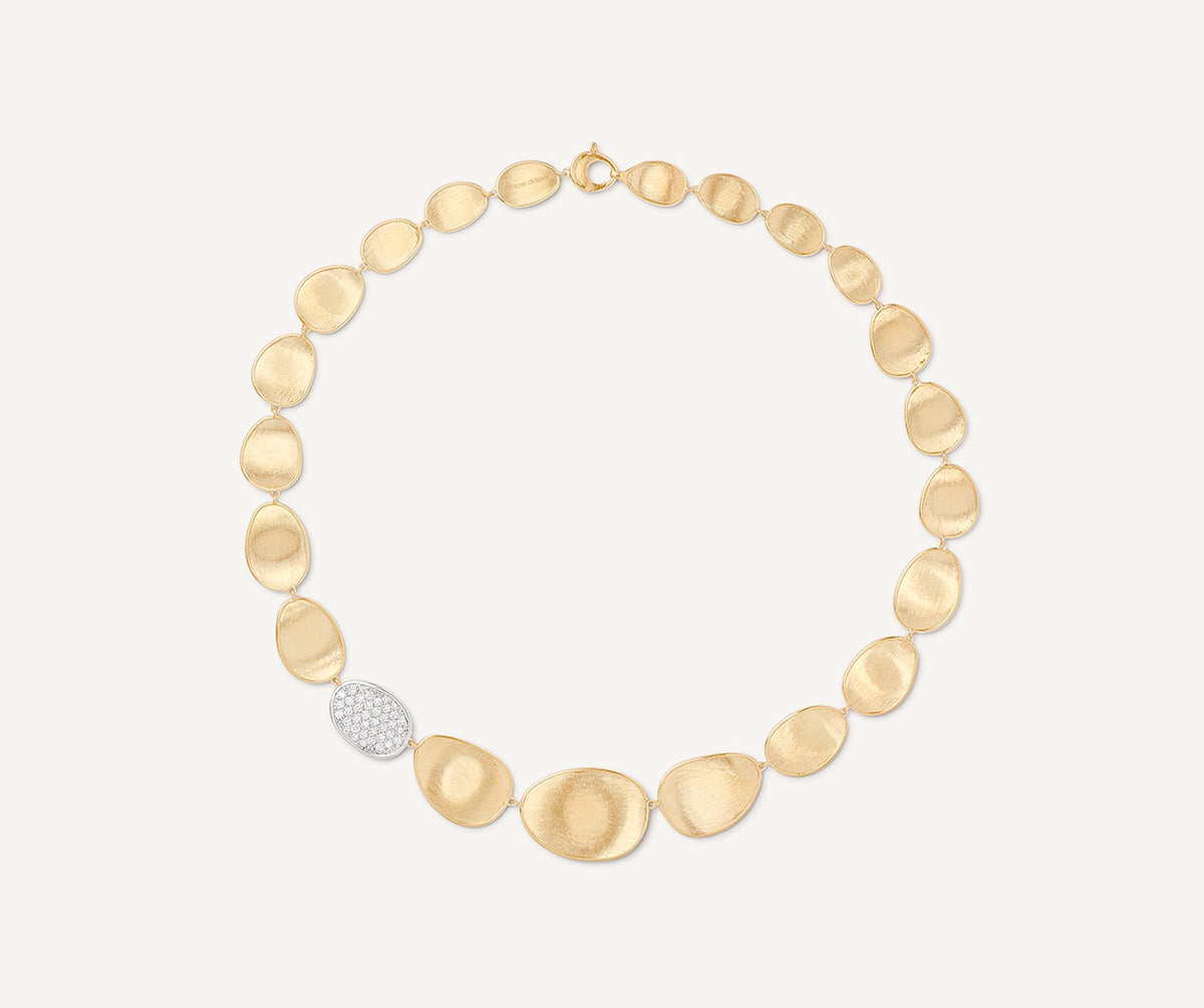 18K Yellow Gold Graduated Petal Collar Necklace with Diamonds – Marco ...