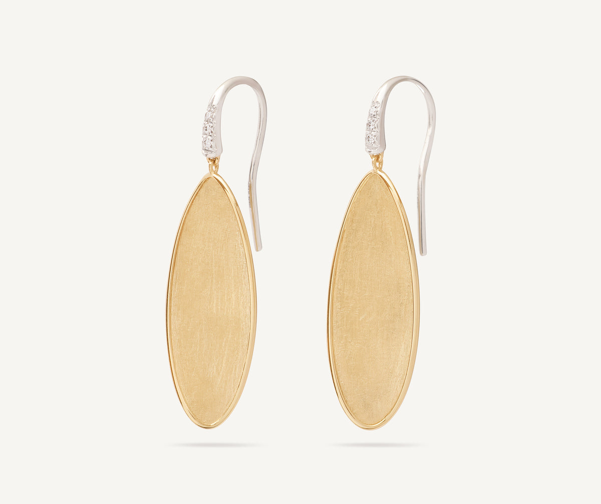 18K Yellow Gold Petal Earrings with Diamonds. 1.6" – Marco Bicego