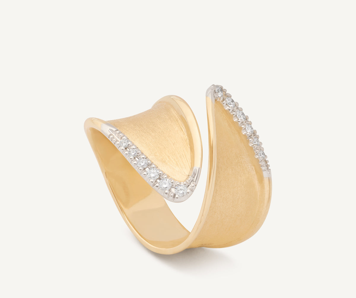 18K Yellow Gold Wrap Ring With Diamond Pavé | Marco Bicego