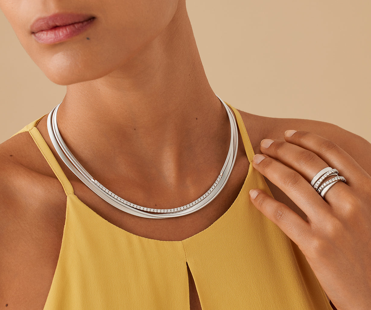 White gold collar necklace store