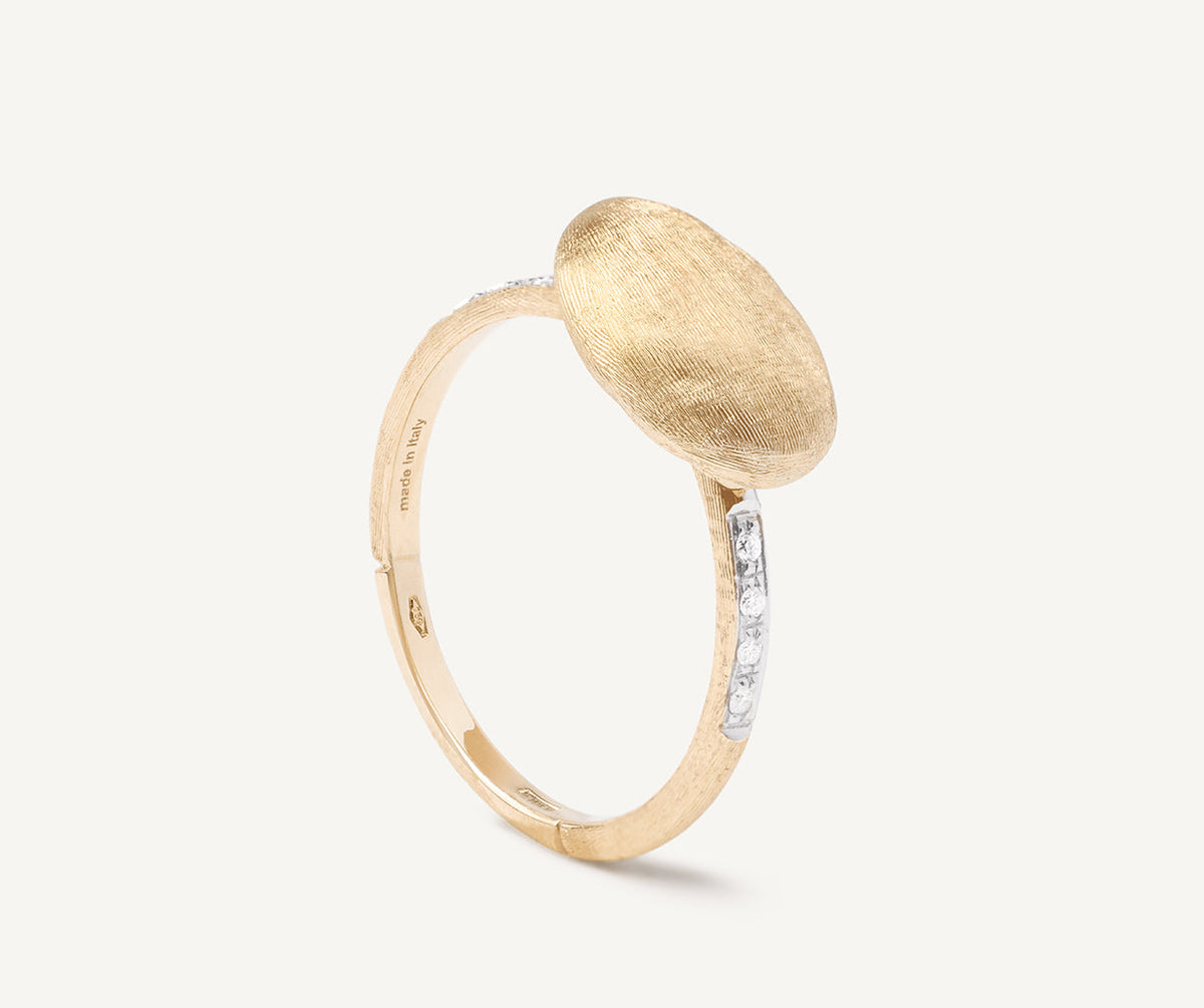18K Yellow Gold Horizontal Ring with Diamonds – Marco Bicego